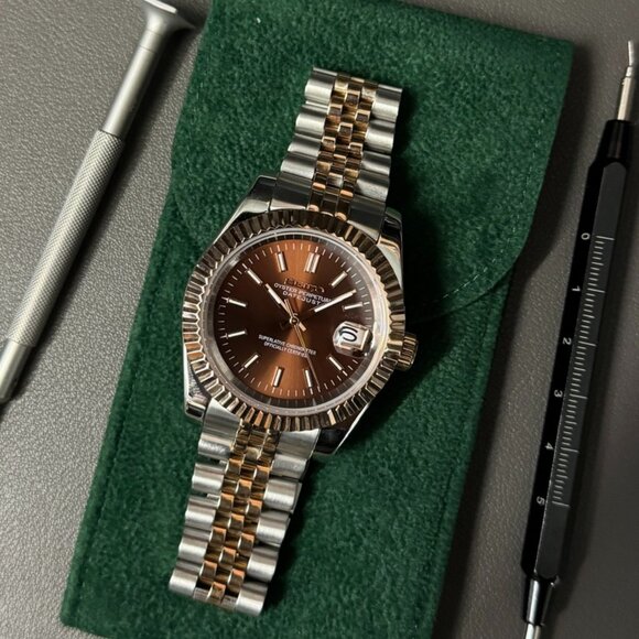 Seiko | Accessories | Seiko Mod Datejust Two Tone Rose Gold Chocolate ...